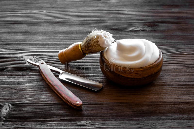 Shaving Razor and Foam in Bowl - Barber Tools Equipment Stock Image ...