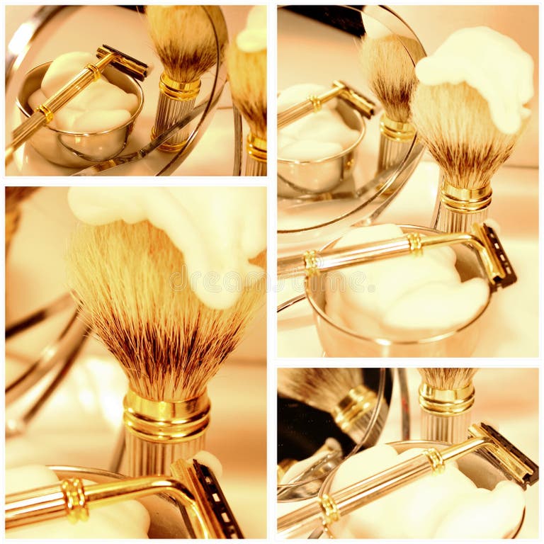 Shaving set collage stock image. Image of golden, health - 16804351