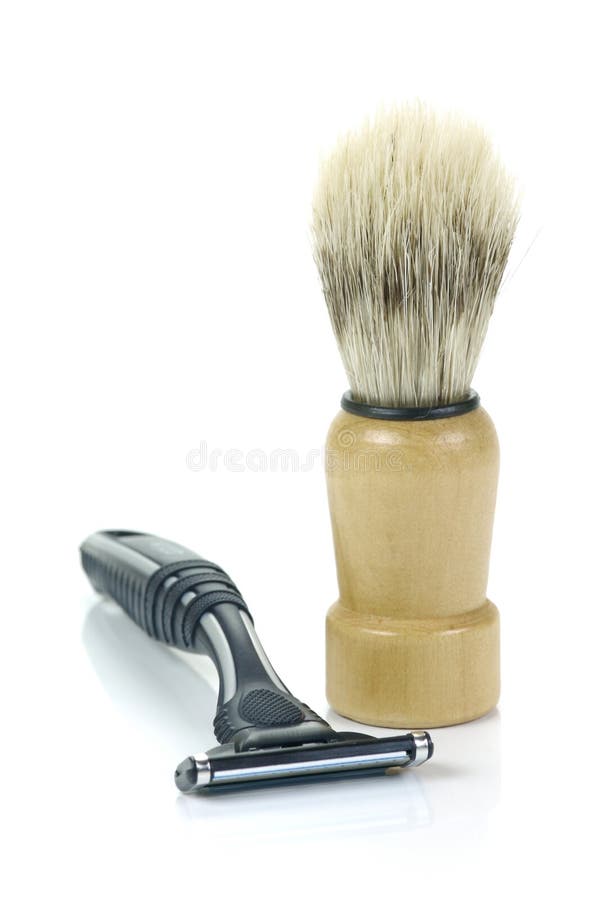 Old Shaving Brush and Straight Razor Stock Image - Image of retro ...