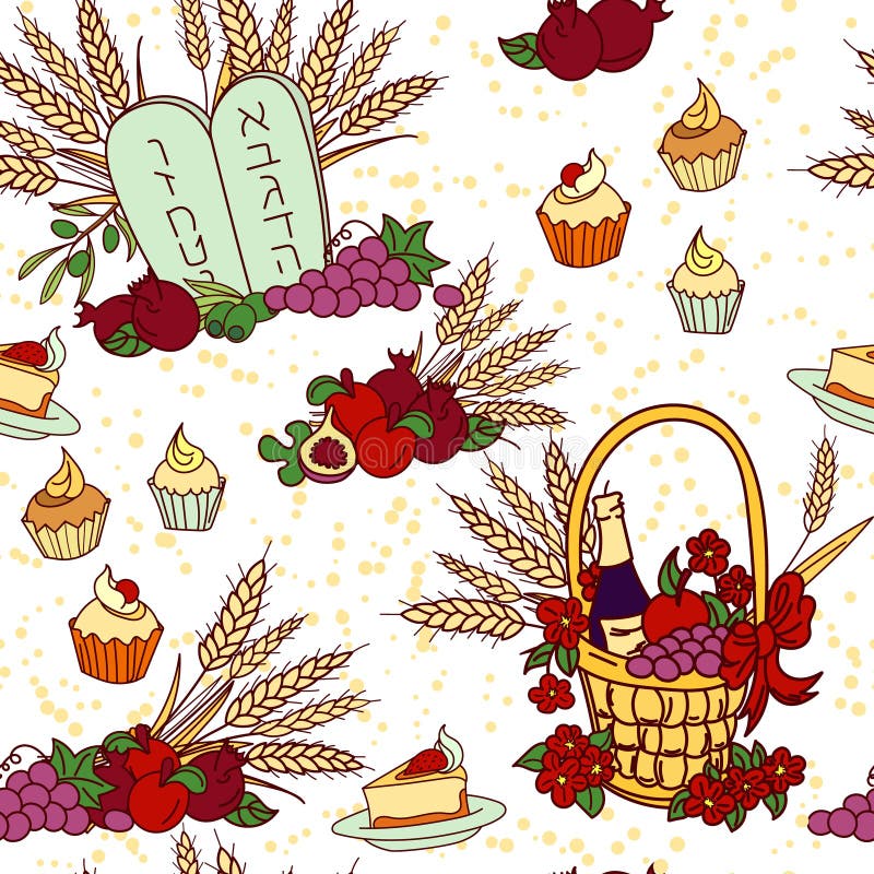 Shavuot Seamless Pattern Background Stock Vector - Illustration of ...