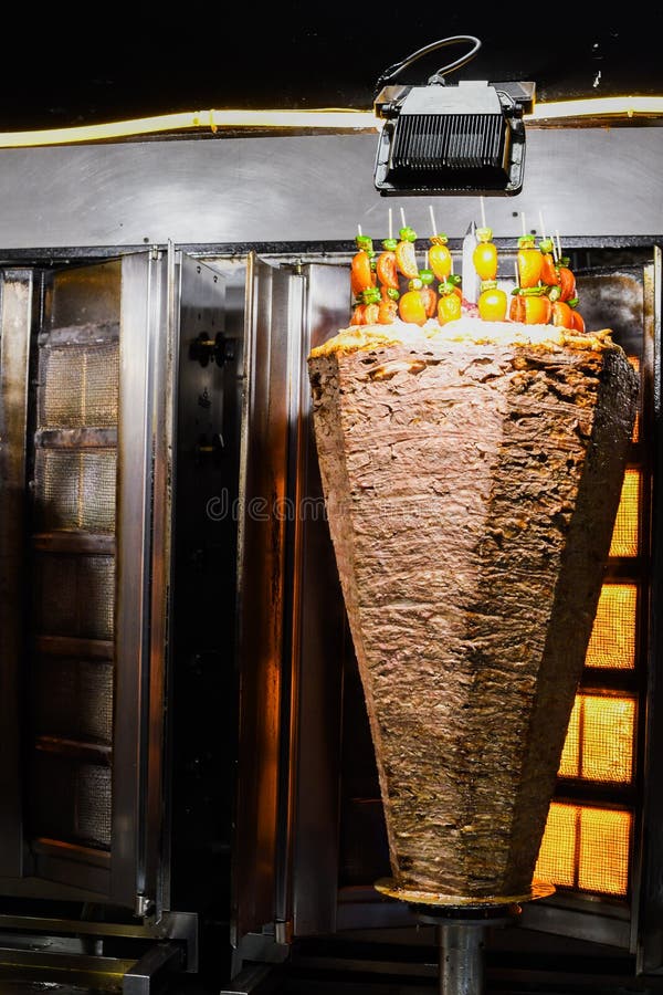 Shawarma, Roasted on a Slowly-turning Vertical Rotisserie or Spit ...