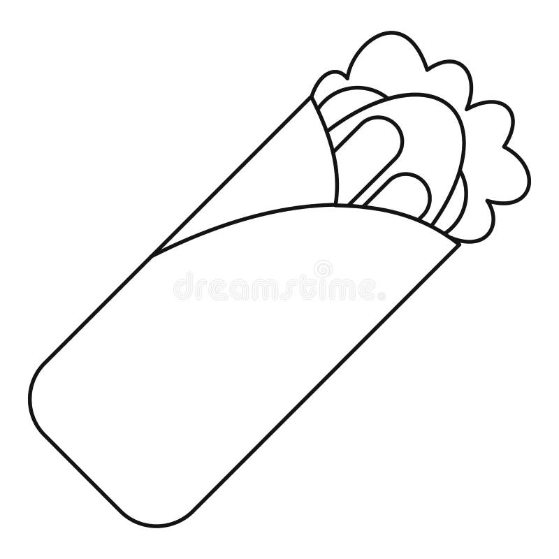 Shawarma outline icon stock vector. Illustration of vector - 115776515