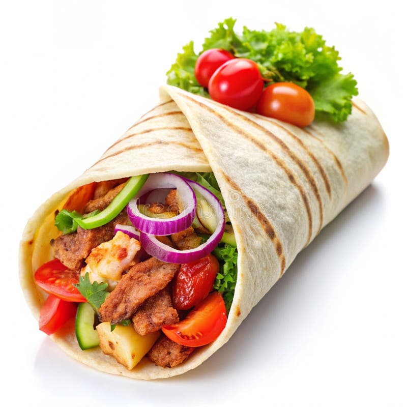 Shawarma on Isolated White Background. Perfect for Menu Designs. Stock ...