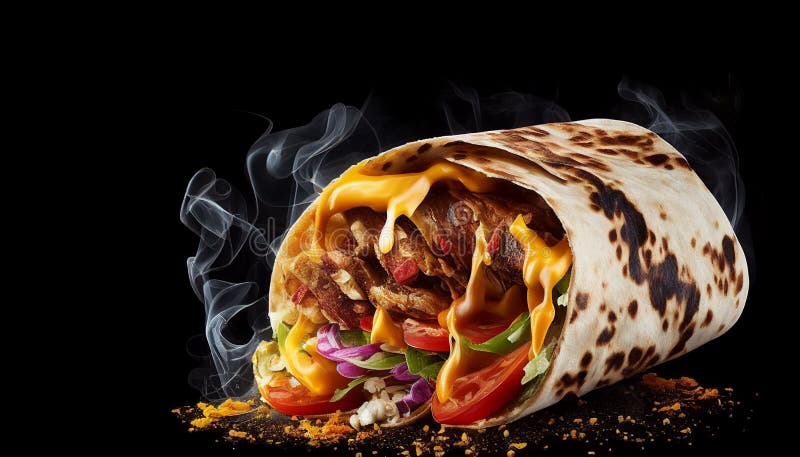 Shawarma Isolated on White Black, Generative Ai Stock Illustration ...