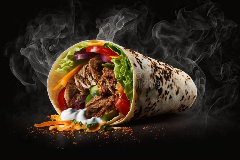 Shawarma Isolated on White Black,Generative AI Stock Illustration ...