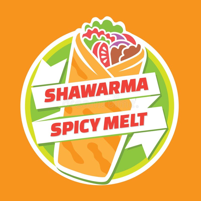 Shawarma Kebab Logo Design with Circle Vector Emblem Stock Illustration ...