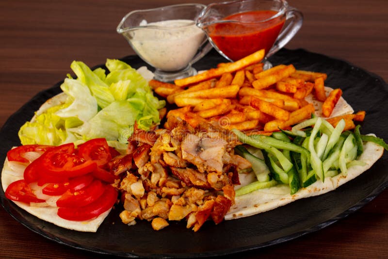 Shawarma in the plate stock photo. Image of grilled - 125137592