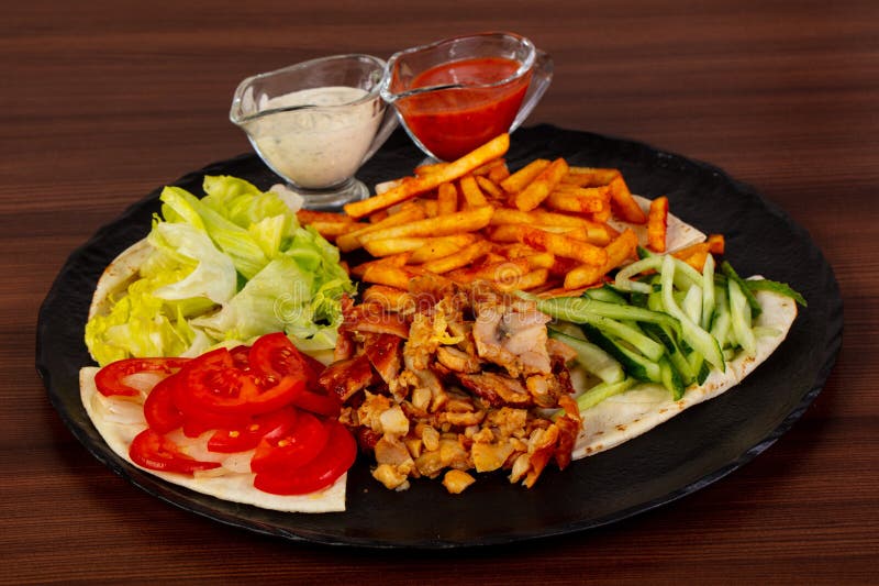 Shawarma in the plate stock photo. Image of doner, french - 126705322