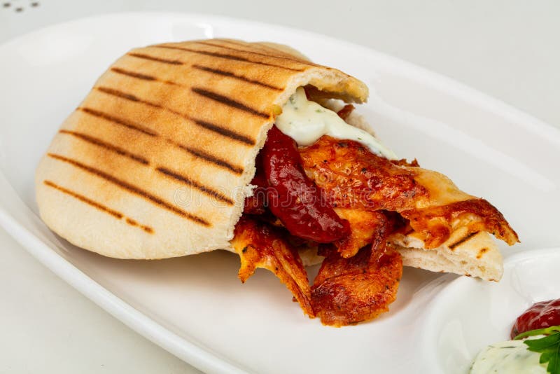 Shawarma in pita stock image. Image of isolated, meal - 125729419