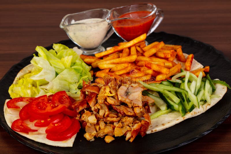 Shawarma in the plate stock image. Image of shawarma - 124216149