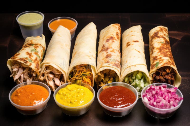 Shawarma Stand with Multiple Types of Sauces Stock Photo - Image of ...