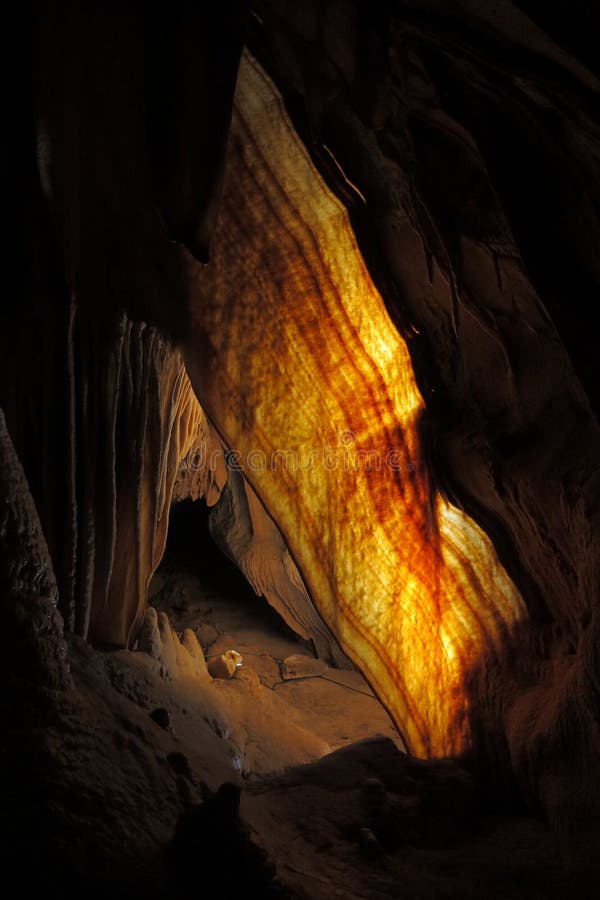 Shawl Formation in Limestone Cave by Background Illumination Stock ...
