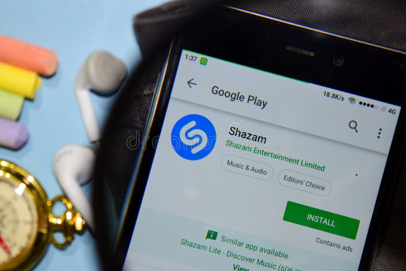 Shazam Dev App with Magnifying on Smartphone Screen. Editorial Photo ...