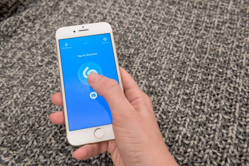 Shazam Mobile Application on Screen of Apple Iphone 7 Editorial Photo ...