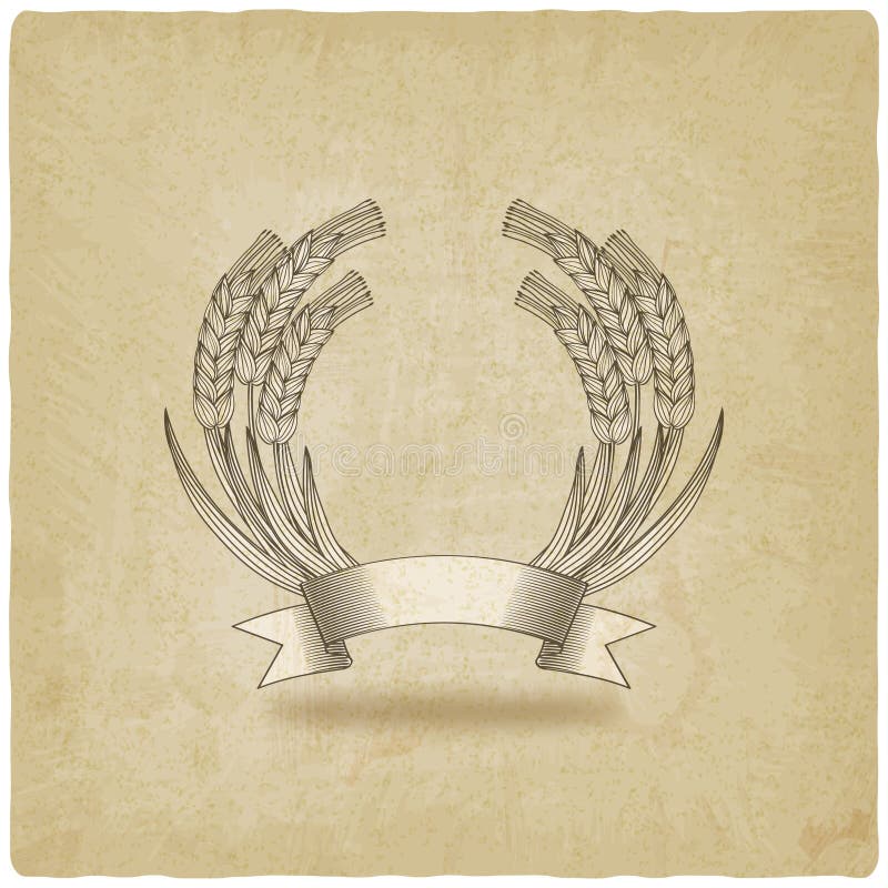 Sheaf of Wheat with Ribbon Old Background Stock Vector - Illustration ...
