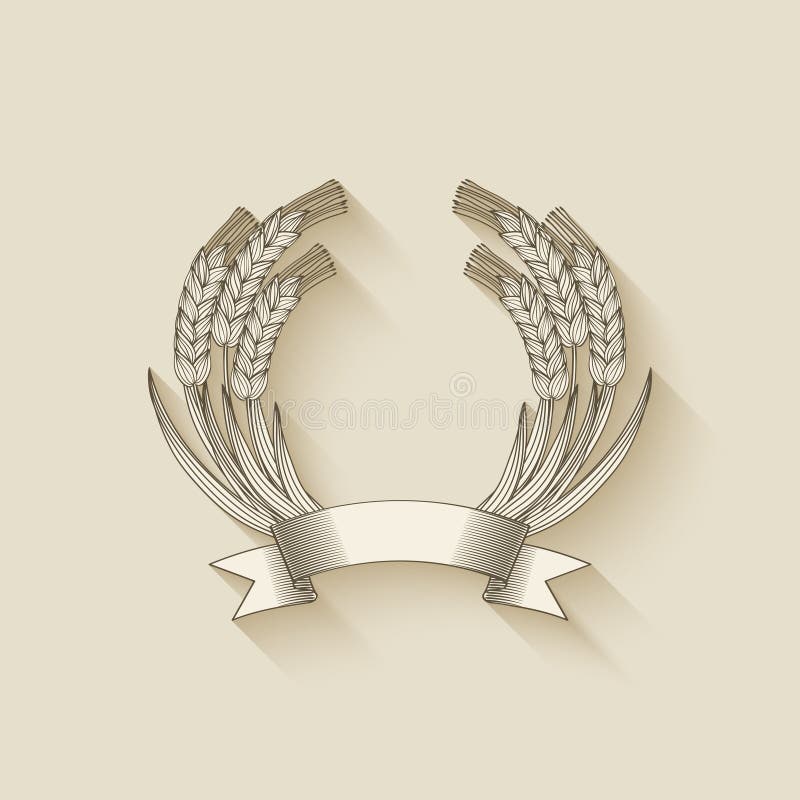 Sheaf of wheat with ribbon stock vector. Illustration of plant - 46766448