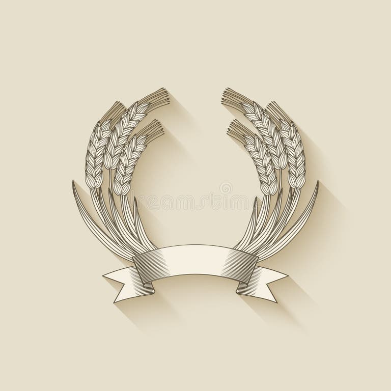 Sheaf of wheat with ribbon stock vector. Illustration of plant - 46766448
