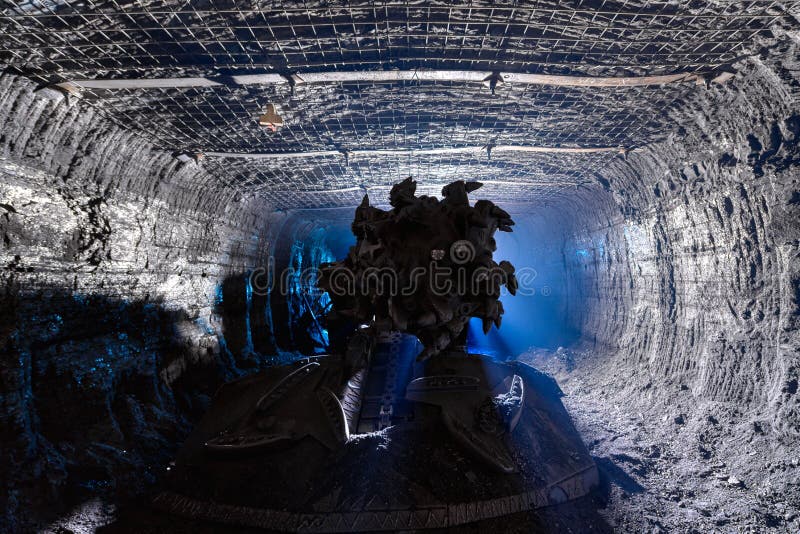Shearer Drill Head in a Coal Mine Stock Photo - Image of boring ...