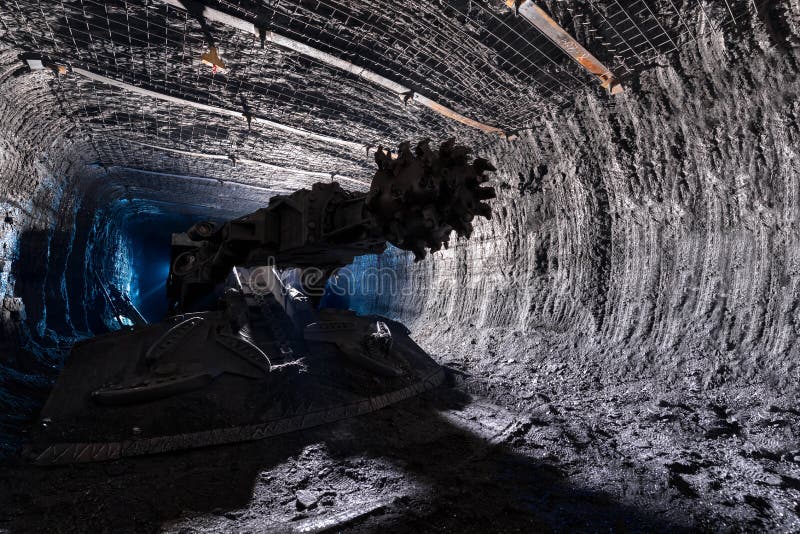 Shearer Drill Head in a Coal Mine Stock Image - Image of industrial ...