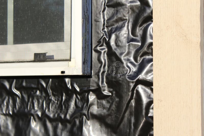 Sheathing Covered Around a Window Stock Photo - Image of cover, wood ...
