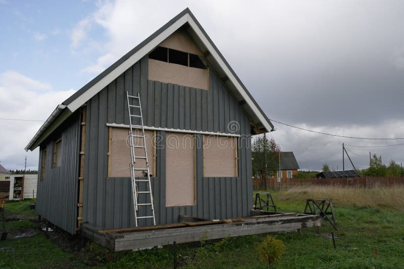 The Sheathing of a Frame House Boards, Scandinavian Style Stock Photo ...