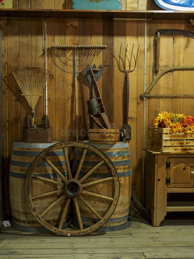 A Shed is Shown with Various Objects and a Table in the Foreground ...