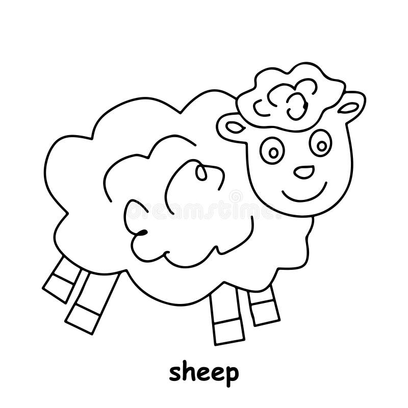 Sheep Children Book Illustration, Trace and Coloring Vector World Wild ...