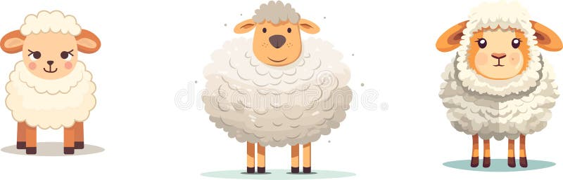 Three Different Cute Sheep Vector Stock Vector - Illustration of ...