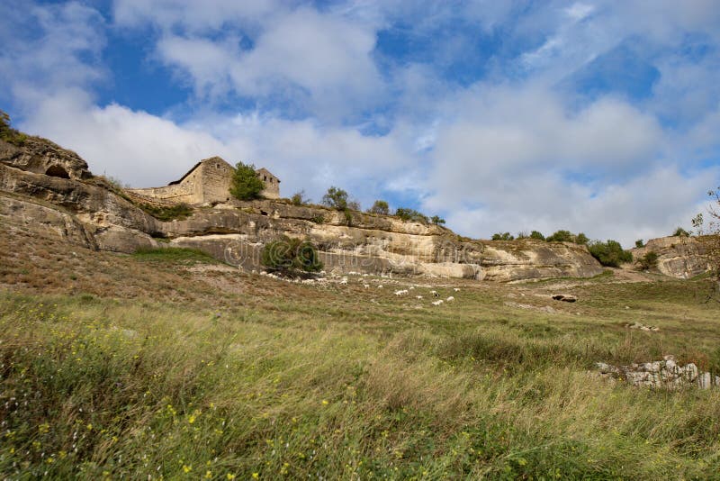 Sheep Around Chufut Kale Cave City, Crimea Stock Photo - Image of kale ...