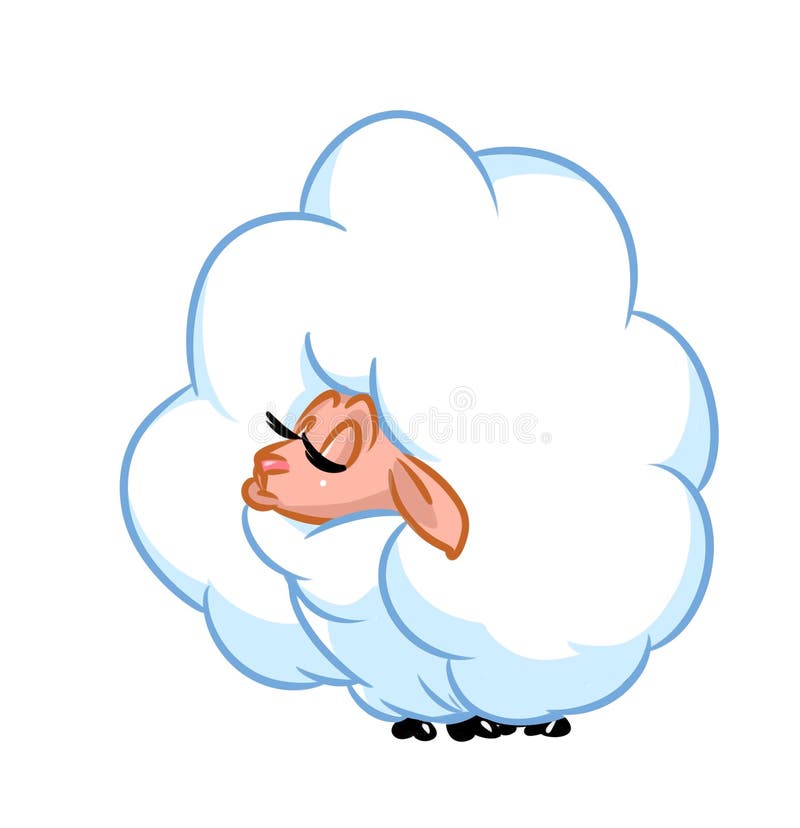 Sheep Beautiful Fluffy Cartoon Stock Illustration - Illustration of ...