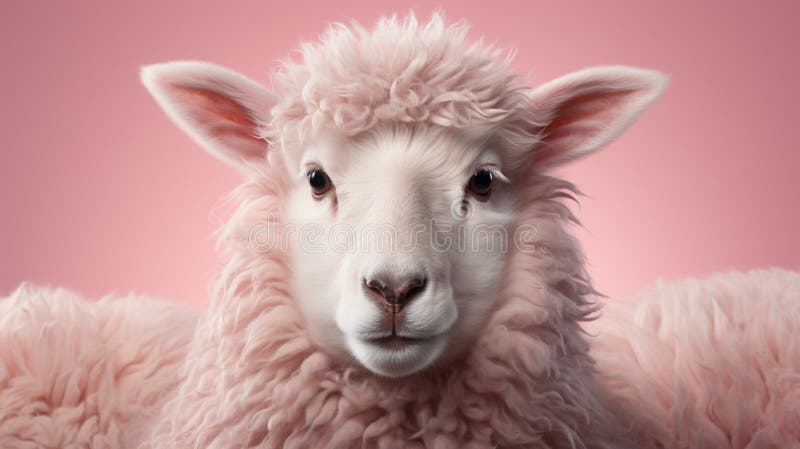 Sheep with a Blush. Happy Lamb, Small Sheep Face Looking Frank and Cute ...