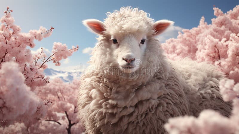 Sheep with a Blush. Happy Lamb, Small Sheep Face Looking Frank and Cute ...