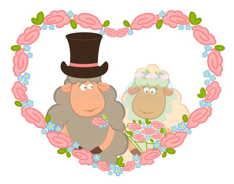 Cartoon Sheep Bridegroom and Bride Stock Vector - Illustration of ...