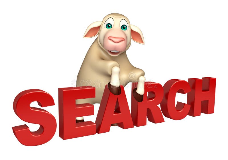 Sheep Cartoon Character with Search Sign Stock Illustration ...
