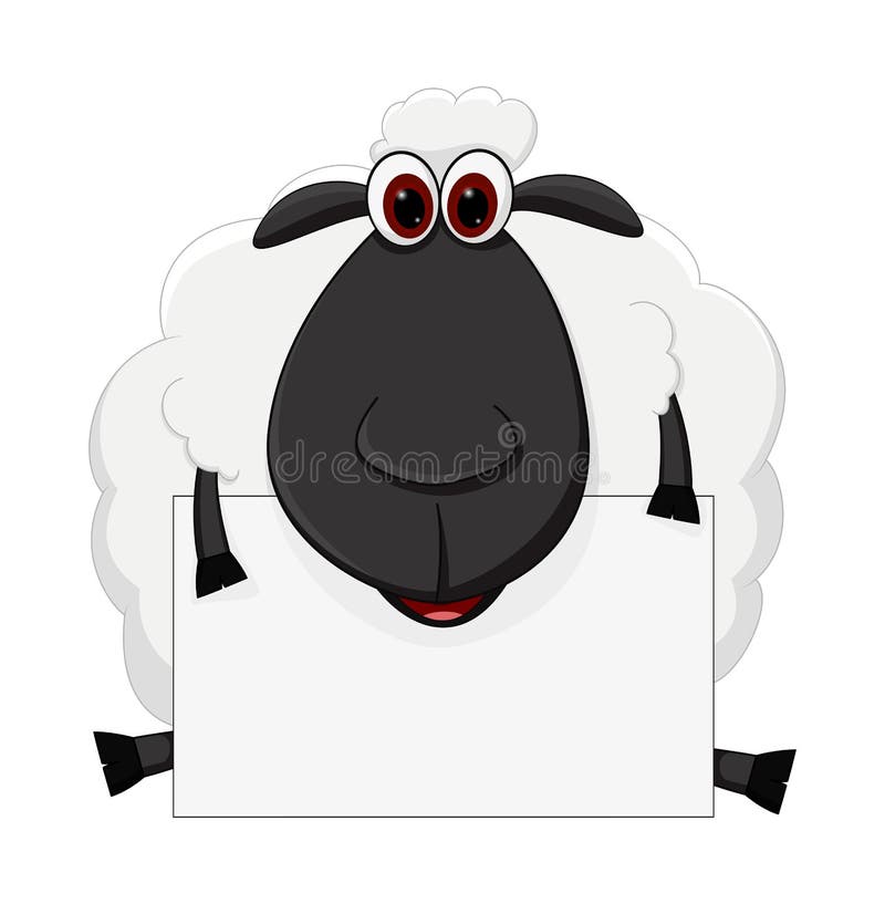 Sheep Cartoon Sit with Sign Stock Vector - Illustration of farm ...