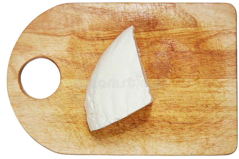 Sheep Cheese on a Board. on a White Background Stock Photo - Image of ...