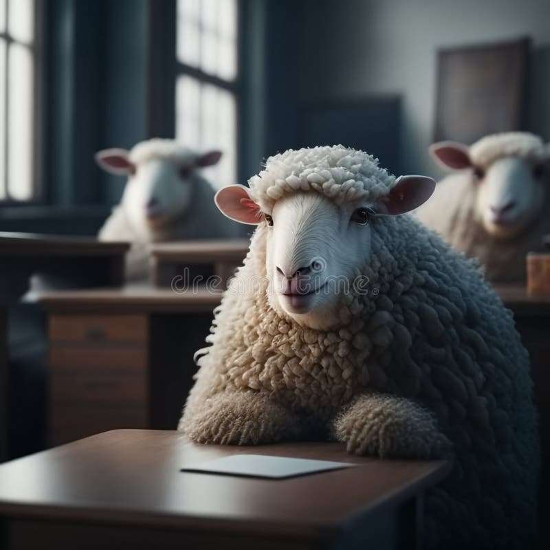 Sheep in a Classroom. Generative AI Stock Illustration - Illustration ...