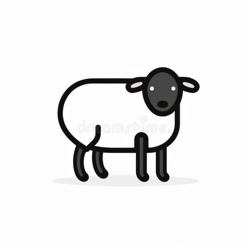 Minimal Sheep Icon on White Background - Bold, Black Lines Stock ...