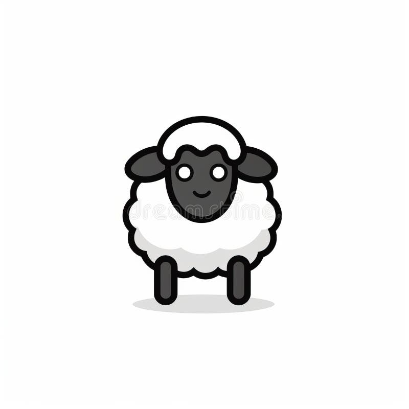 Minimal Sheep Icon: Clean and Simple Black and White Cartoon Design ...