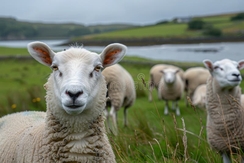 Sheep with a Farm Landscape Stock Photo - Image of farm, grazing: 317917278