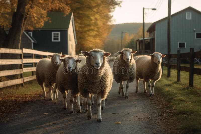 Sheep on the Farm.Neural Network AI Generated Stock Illustration ...