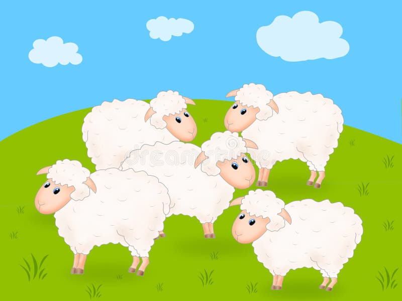 Sheep on the field stock illustration. Illustration of kinder - 24607087