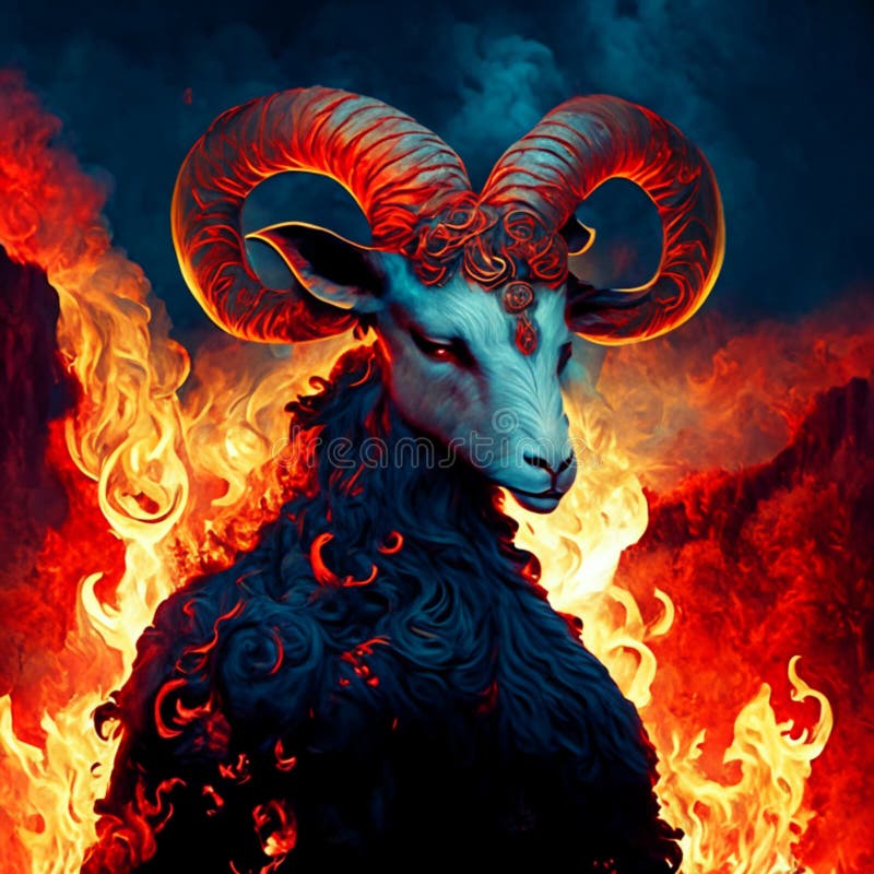 Sheep in the Fire, 3d Illustration, 3d Rendering AI Generated Stock ...
