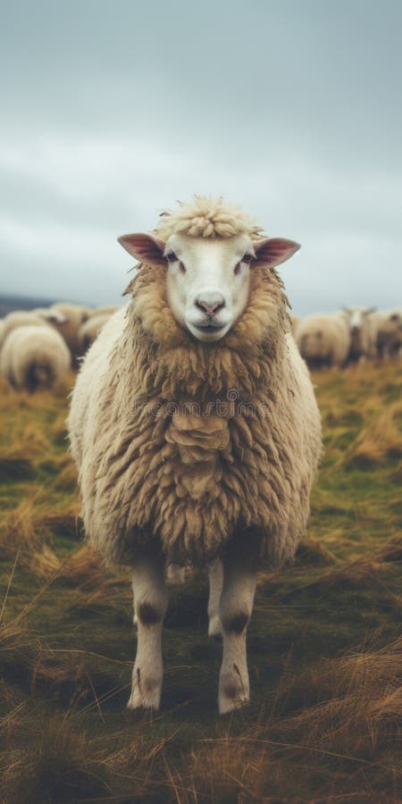 Empathetic Sheep: a Colorized Portrait in a Field Stock Illustration ...