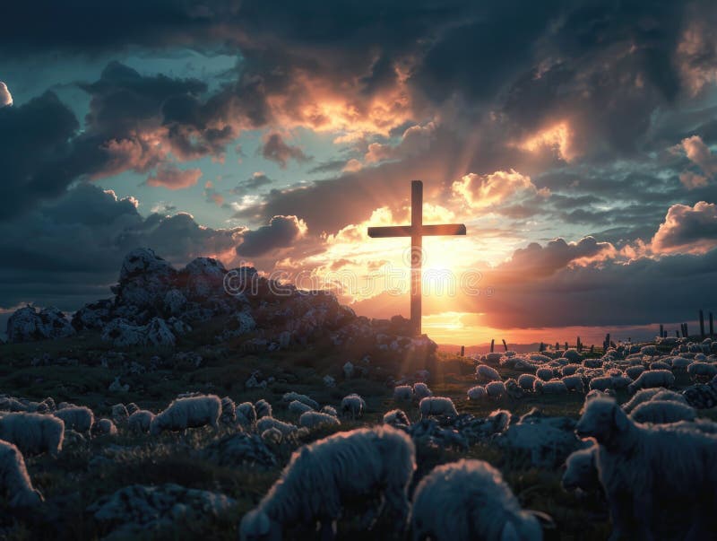 Sheep Grazing Near Cross Stock Photos - Free & Royalty-Free Stock ...