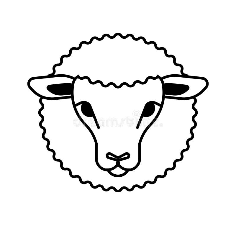 Sheep Head Face Isolated Vector Illustration Stock Vector ...