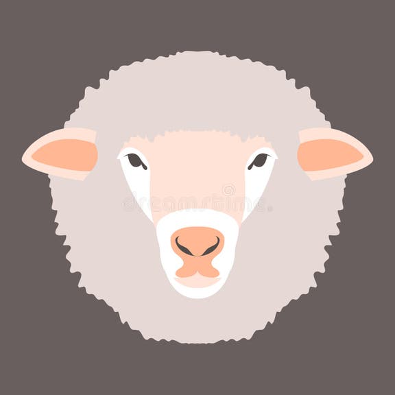 Sheep Head Face Vector Style Flat Stock Vector - Illustration of head ...