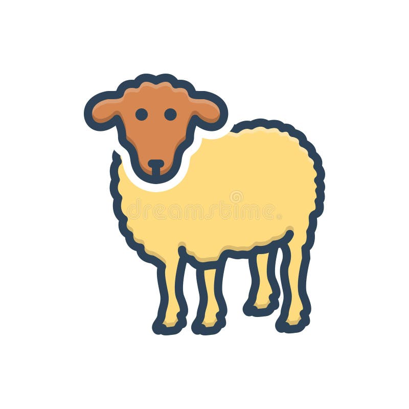 Color Illustration Icon for Sheep, Ewe and Animal Stock Vector ...