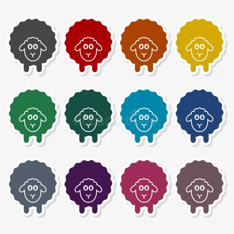 Cute Sheep Icon or Logo, Color Set Stock Vector - Illustration of logo ...