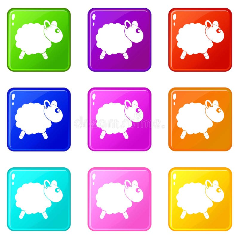 Sheep icons 9 set stock vector. Illustration of night - 96144681